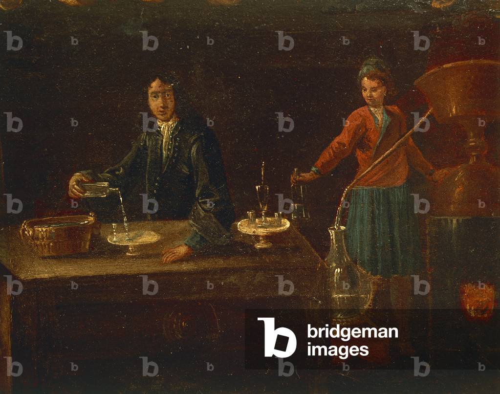 Image of The chemist's laboratory, painting, Italy, 18th century