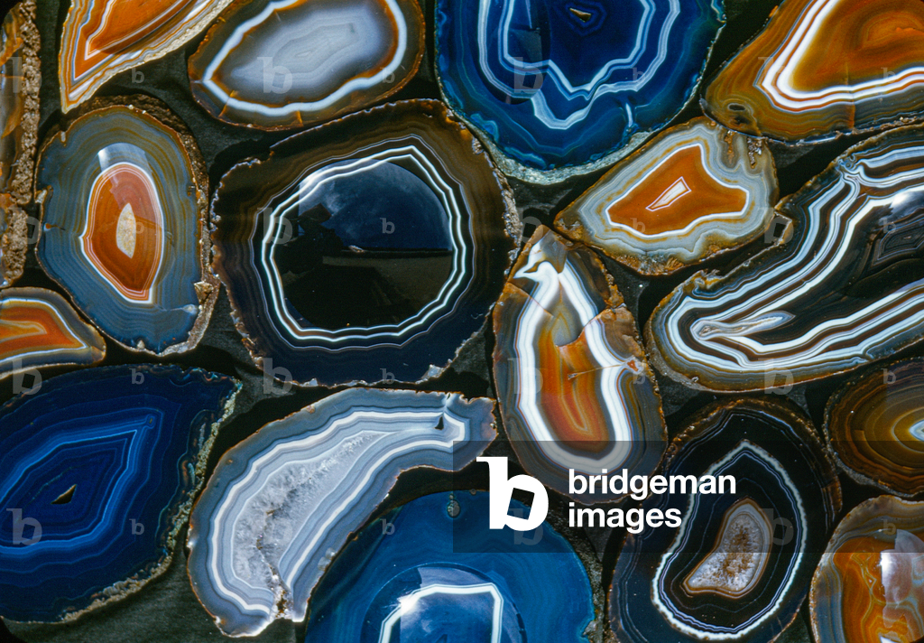 Image of Nodule interiors cut and displayed to show the layers of by ...