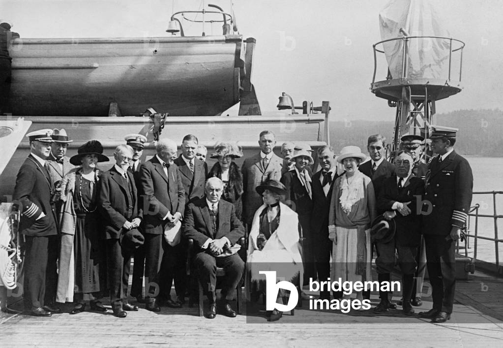 Image of President Warren Harding and his party on USS Henderson during