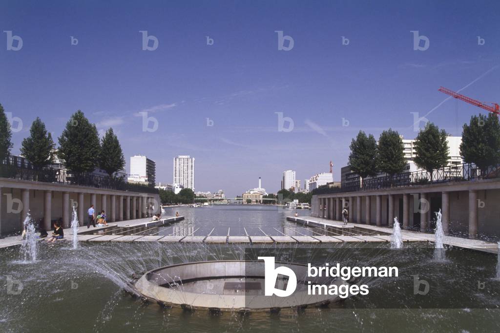 Image of France, Paris, Bassin de la Villette, a large artificial lake,