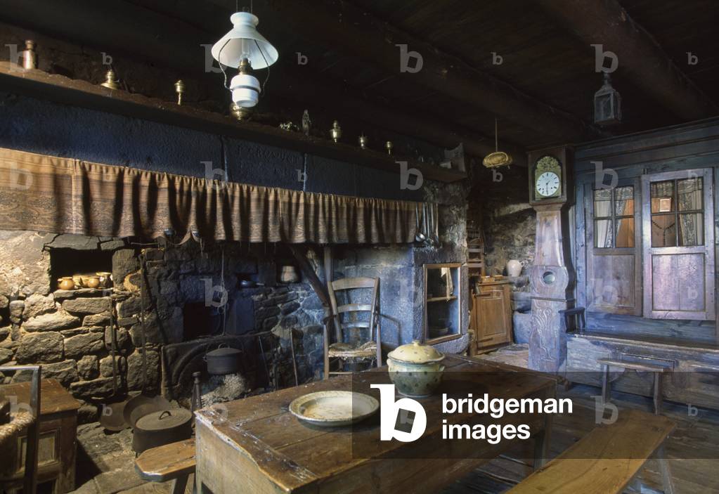 Image of Kitchen with fireplace, Farm Pierre Allegre, Museum of rural life