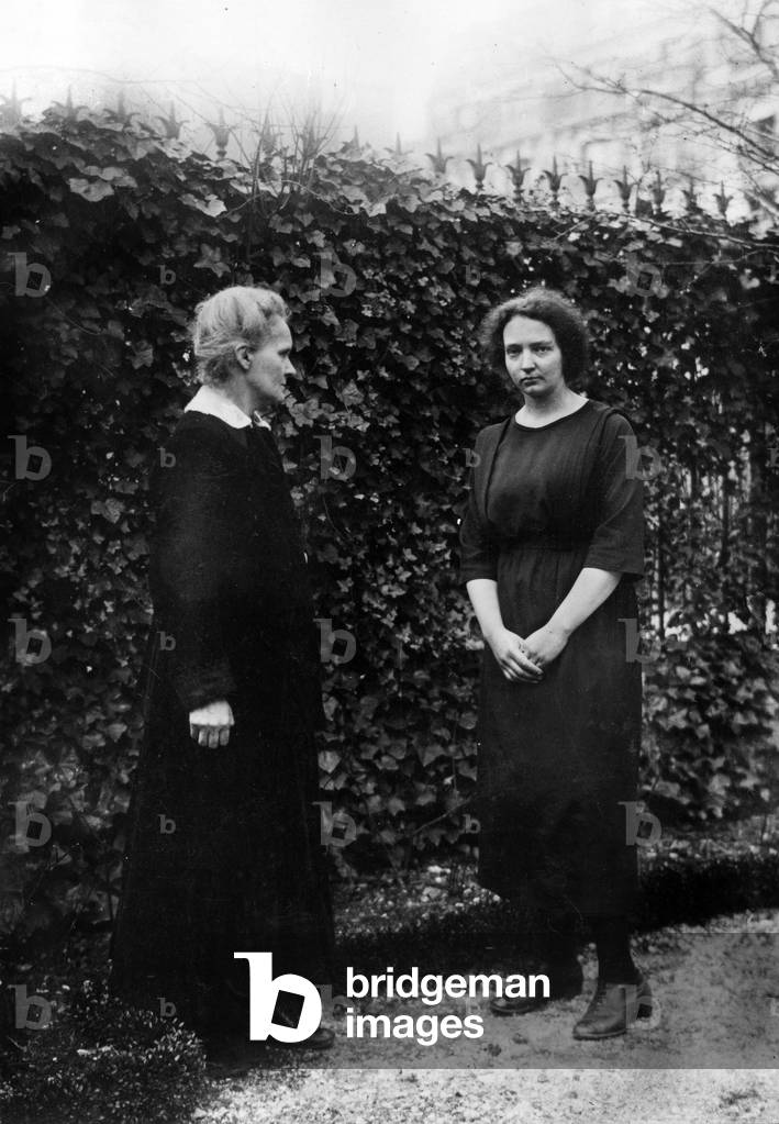 Image of Marie Curie and Irene Joliot-Curie, c. 1921 (b/w photo)