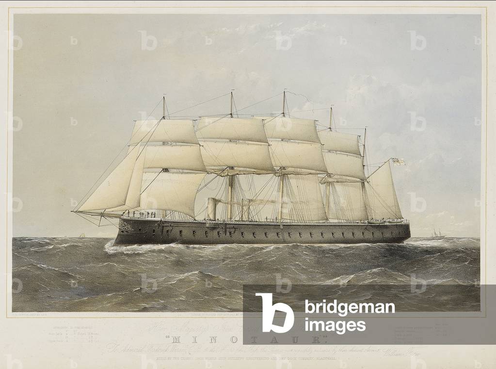 Image of Iron cased screw steam frigate HMS 'Minotaur, 1867 (coloured ...