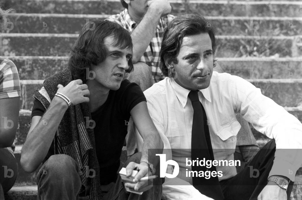 Image of Dario Argento and Mario Foglietti on the set of TV
