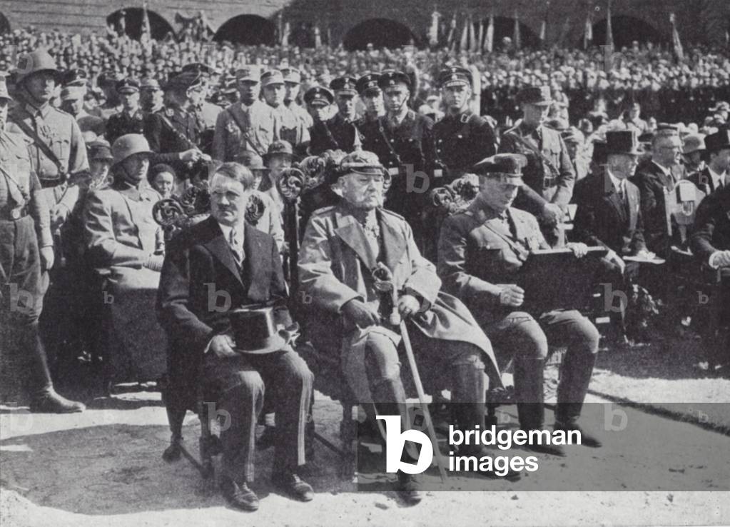 Image of German President Paul von Hindenburg sitting between his ...