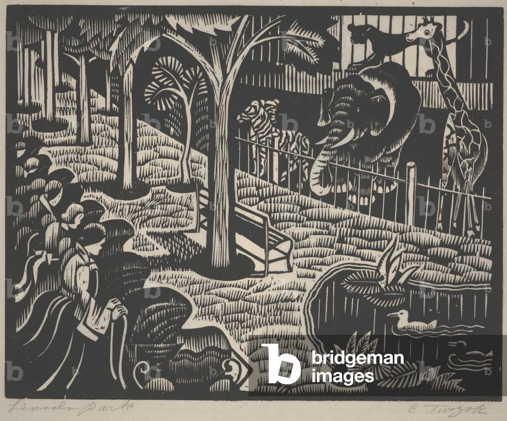 Image of Lincoln Park, c.1933-1934 (lino cut) by Turzak, Charles (1899 ...