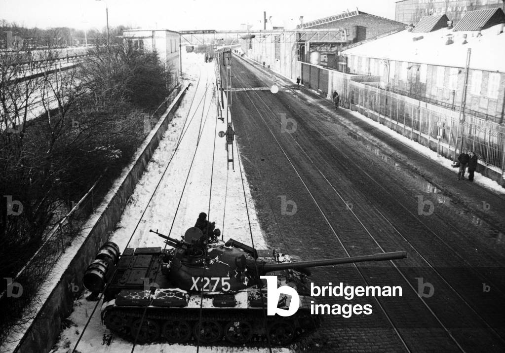 Image of Gdansk, 15.12.1981. Martial Law in Poland, army tank stationed ...