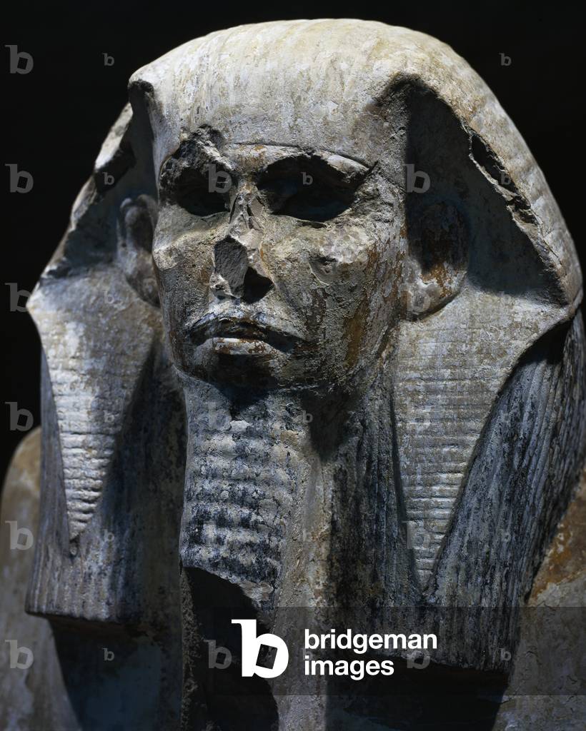Image of The Pharaoh Djoser, painted limestone statue, from the Pyramid and
