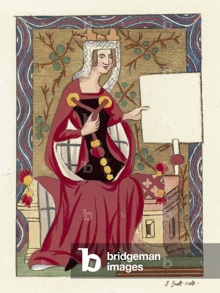 Image of Queen Matilda, first wife to King Henry I (coloured engraving ...