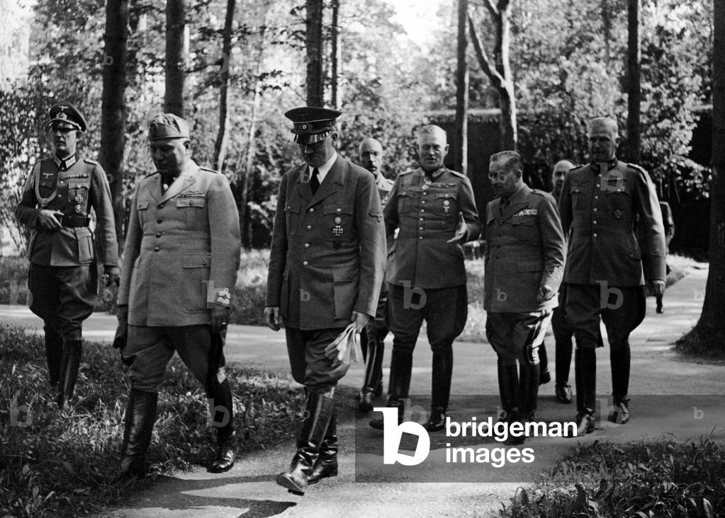 Image of Benito Mussolini with Adolf Hitler in Rastenburg, 1941