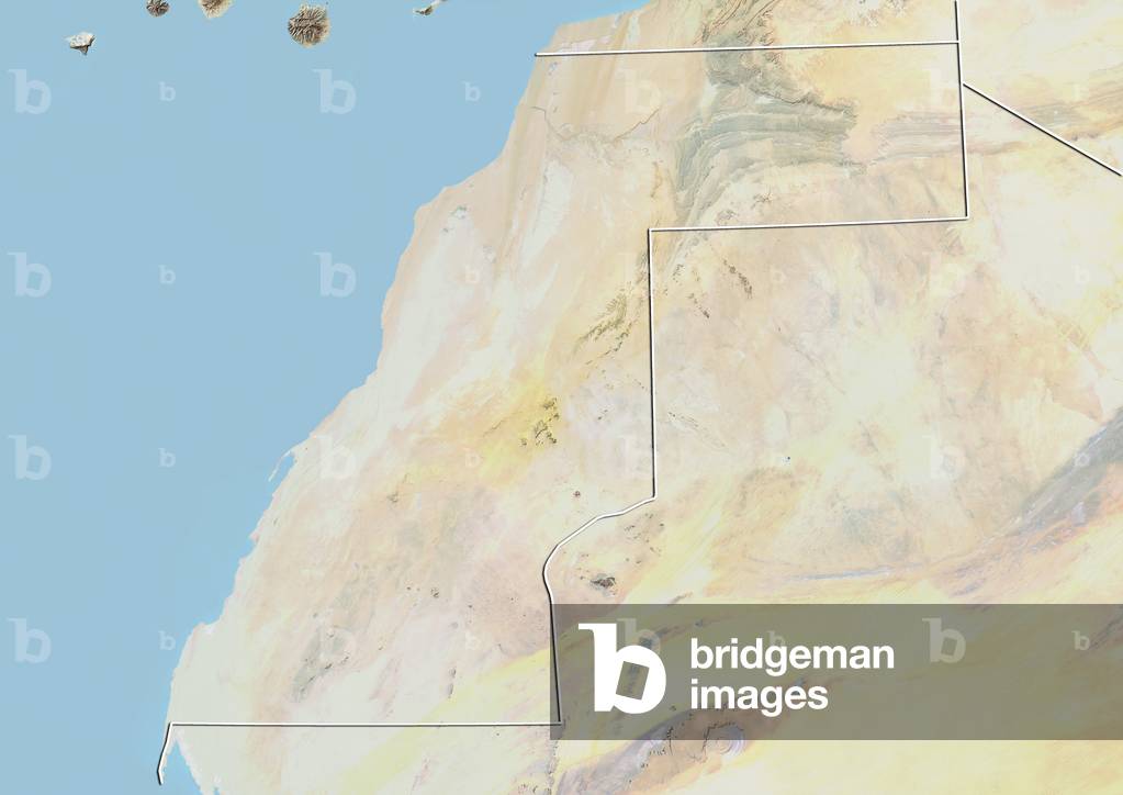 Image of Western Sahara, Relief Map with Border