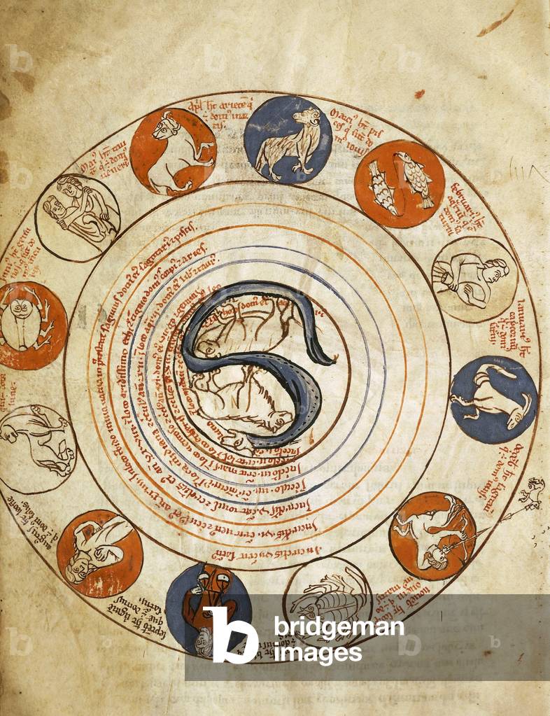 Image of Description of the zodiac signs, illuminated page from ...