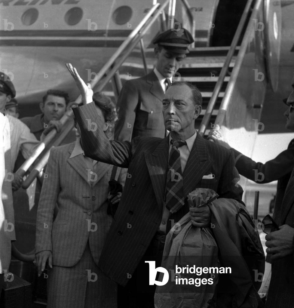 Image of Buster Keaton Arriving in Paris, August 30, 1947 (b/w photo)