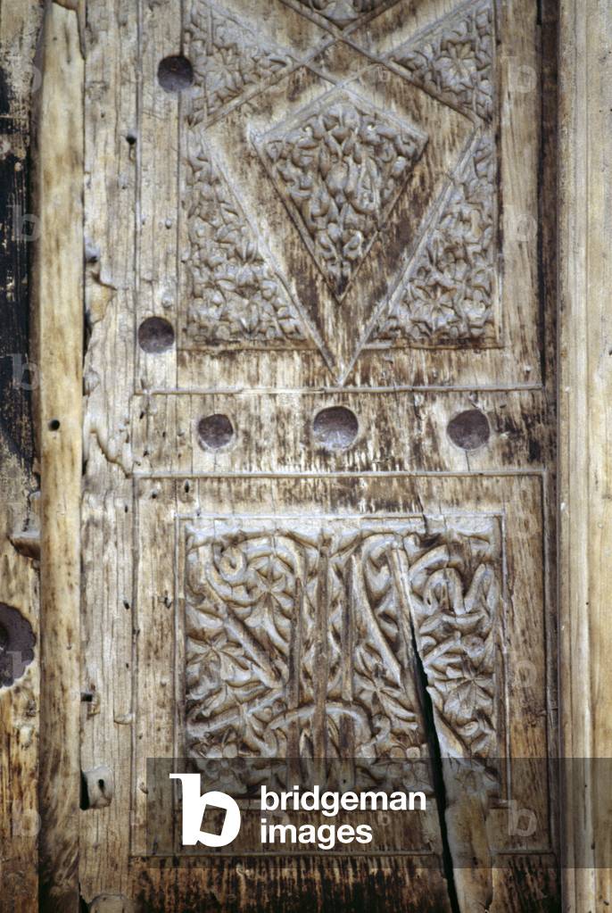 Image of Engraved wooden door, Baba Ghassem mausoleum, Isfahan (Esfahan ...