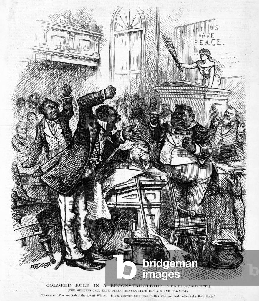 Image of Colored rule in a reconstructed state. Cartoon showing members of