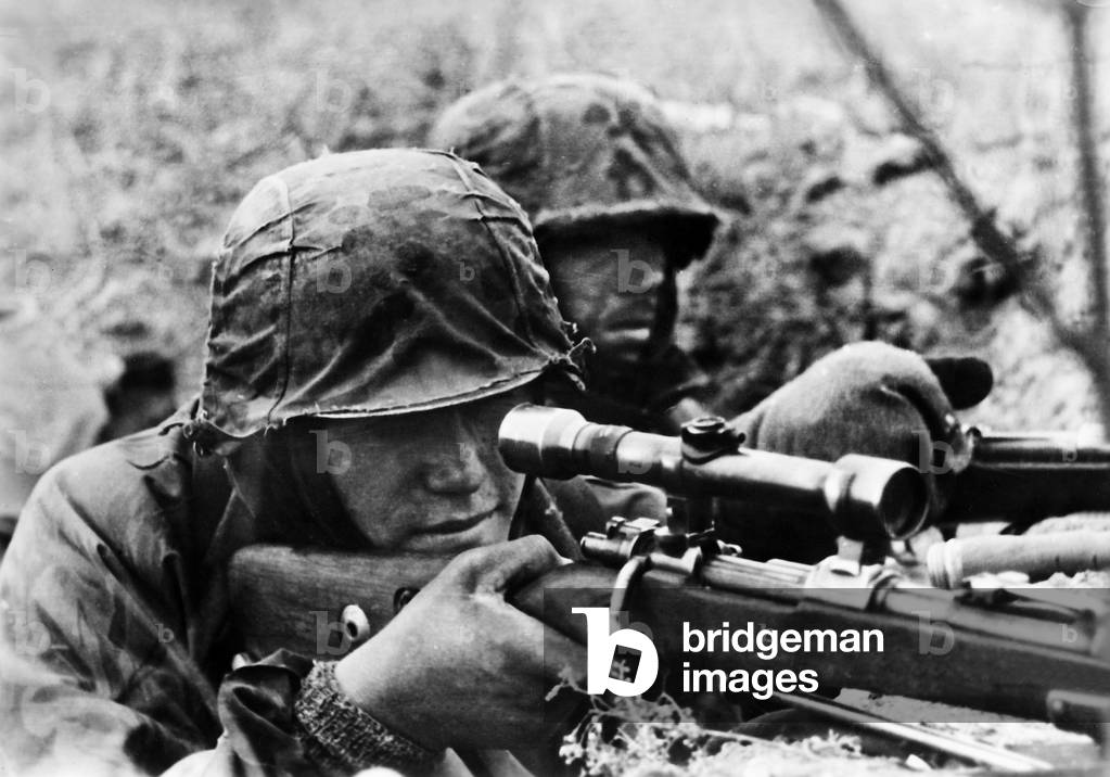 Image of A Sniper of the German Waffen-SS at the Eastern front,