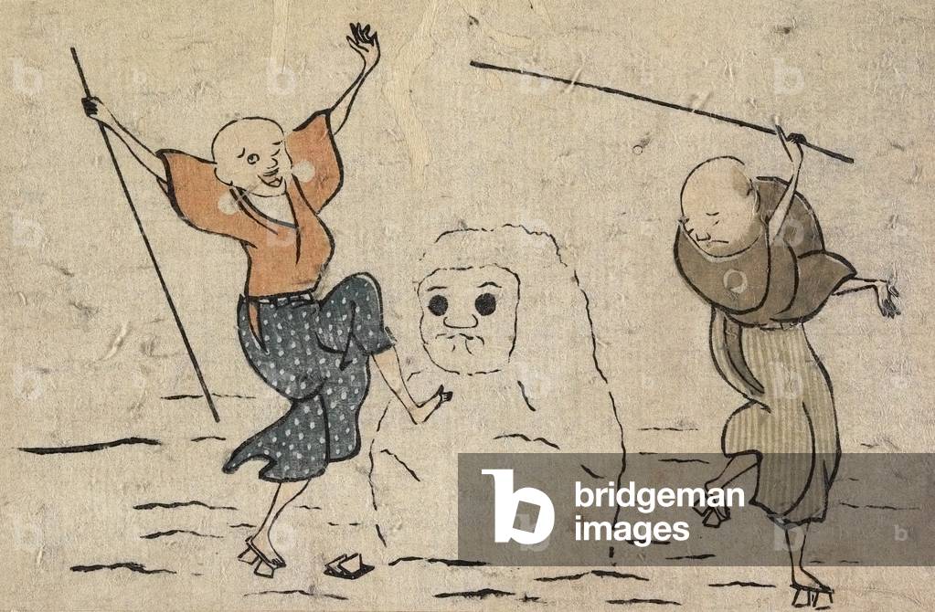 Image of Two Blind Men and Snowman by Hokusai, Katsushika (1760-1849)