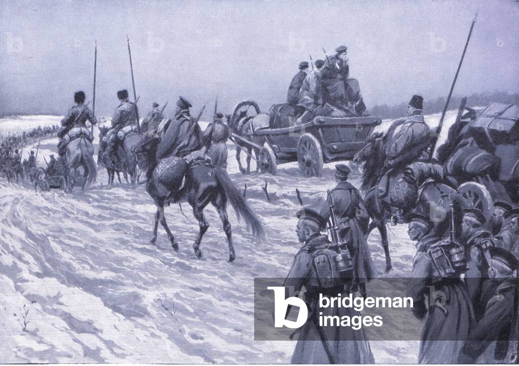 Image of Russian transport train crossing the plains in Manchuria ...