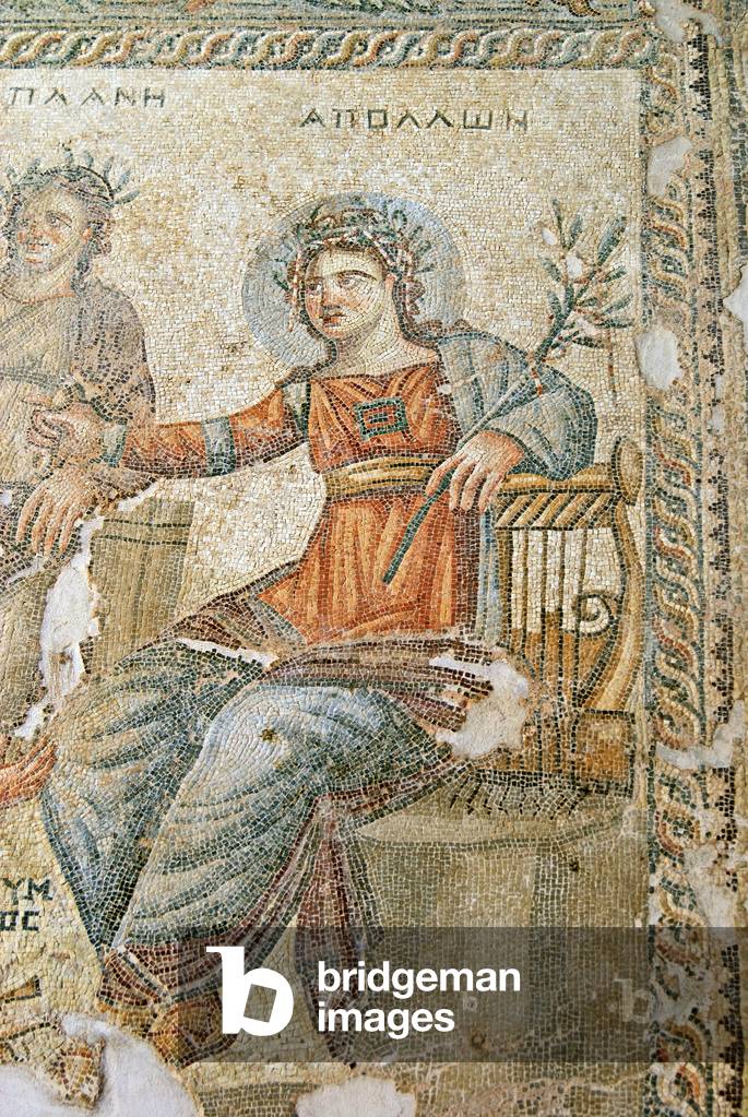 Image of The Apollo and Marsyas mosaic, detail of Pliny and Apollo, by ...