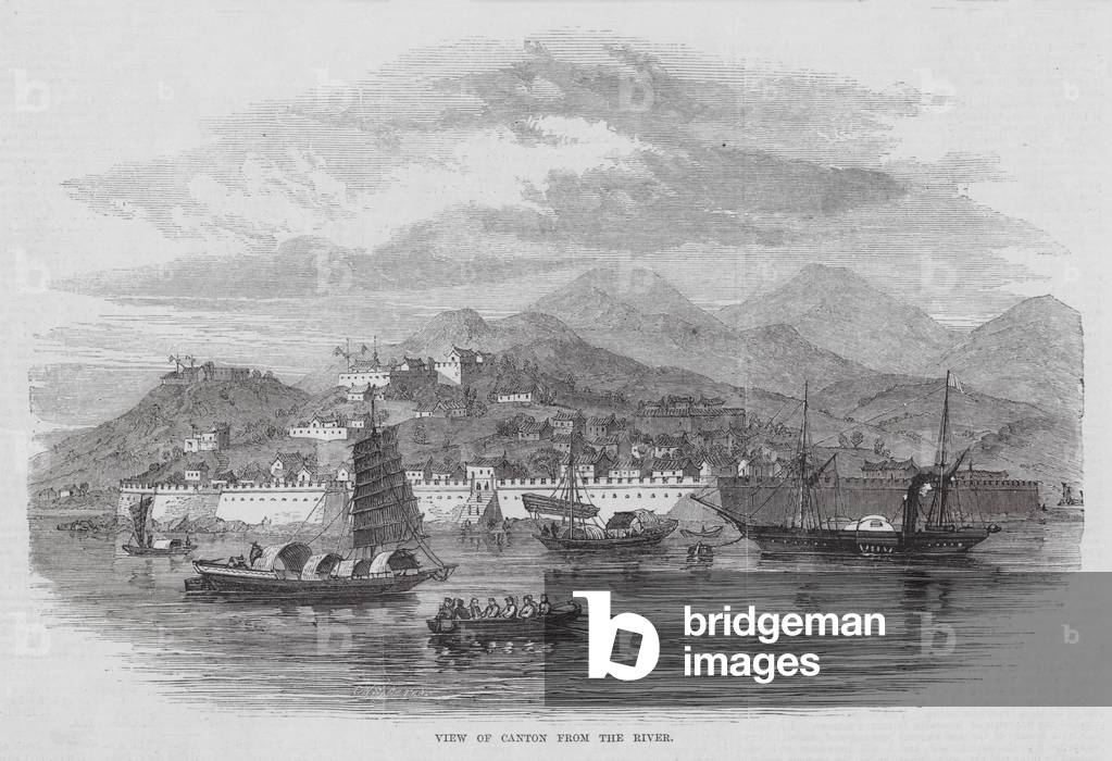 Image of View of Guangzhou from the river, Guangdong, China (engraving ...