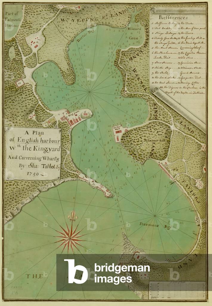 Image of A manuscript map of English Harbour on Antigua, surveyed during