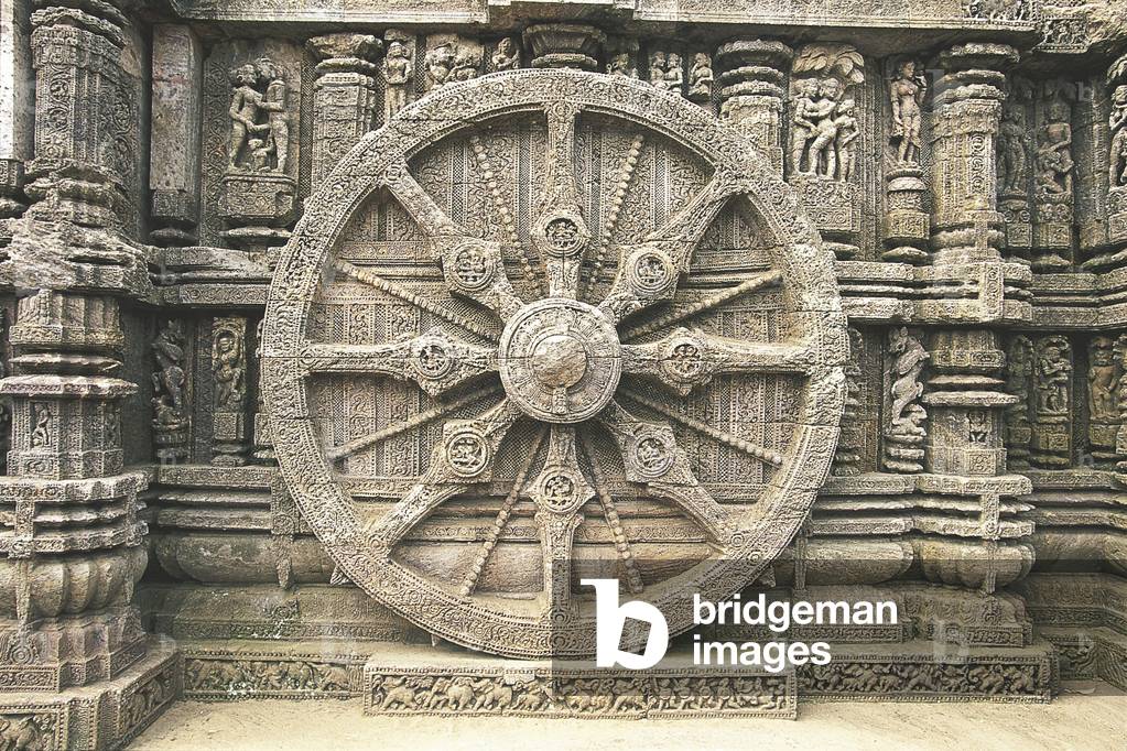 Image of Wheel of a Surya cart, relief in the Temple of