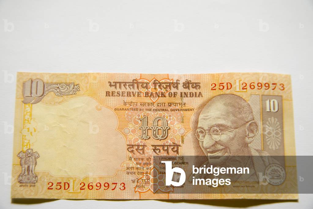 Image of Indian currency ten rupee note Reserve Bank Government of India