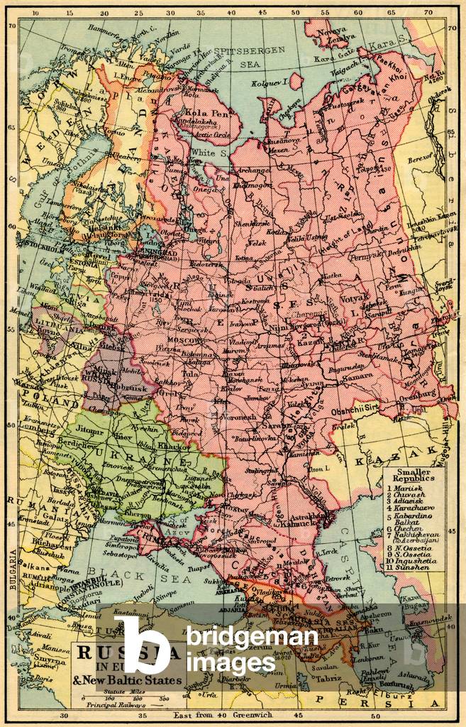 Image of A 1930's map of Russia in Europe and the New