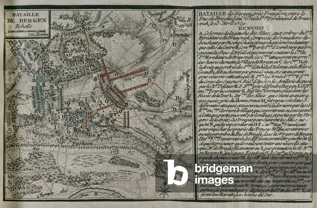Image of Seven Years War: Map of the Battle of Berge, 1765 by Beaurain ...