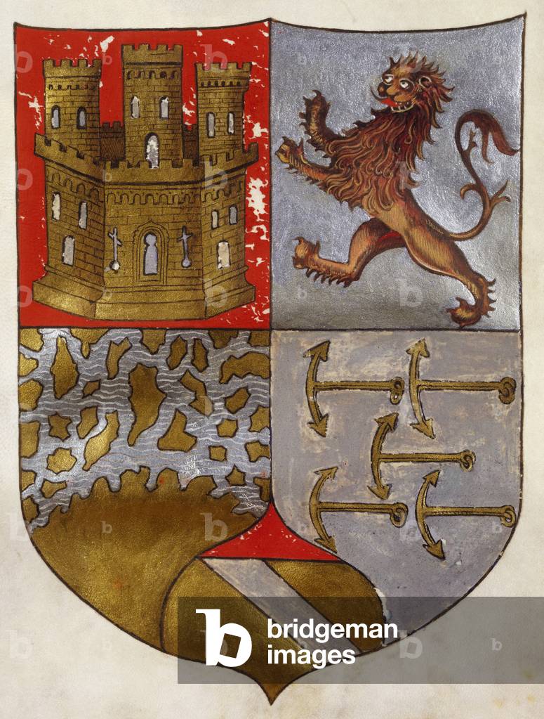 Image of Christopher Columbus' coat of arms, drawing from the Code of