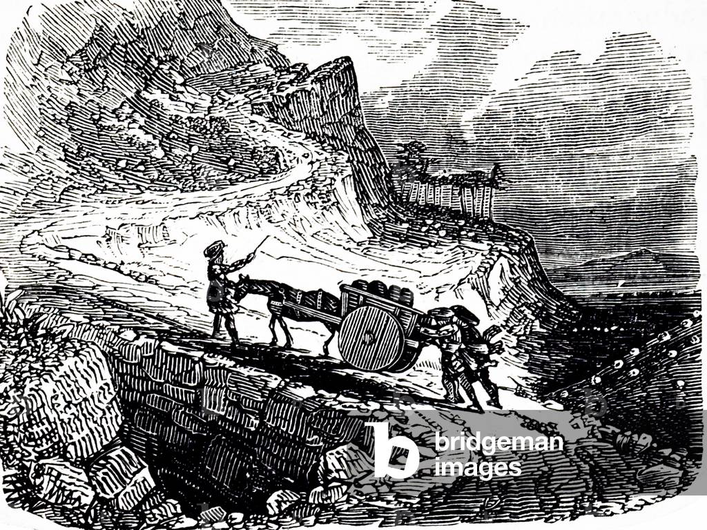 Image of 1840, Illustration depicting the ascent by a horse and cart