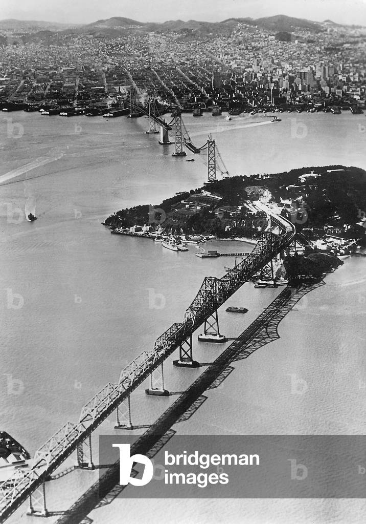 San Franciscooakland Bay Bridge Under Construction Early 1936