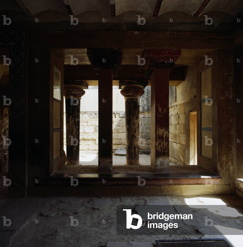 Image of Queen's Megaron before restoration, palace of Knossos, Crete ...