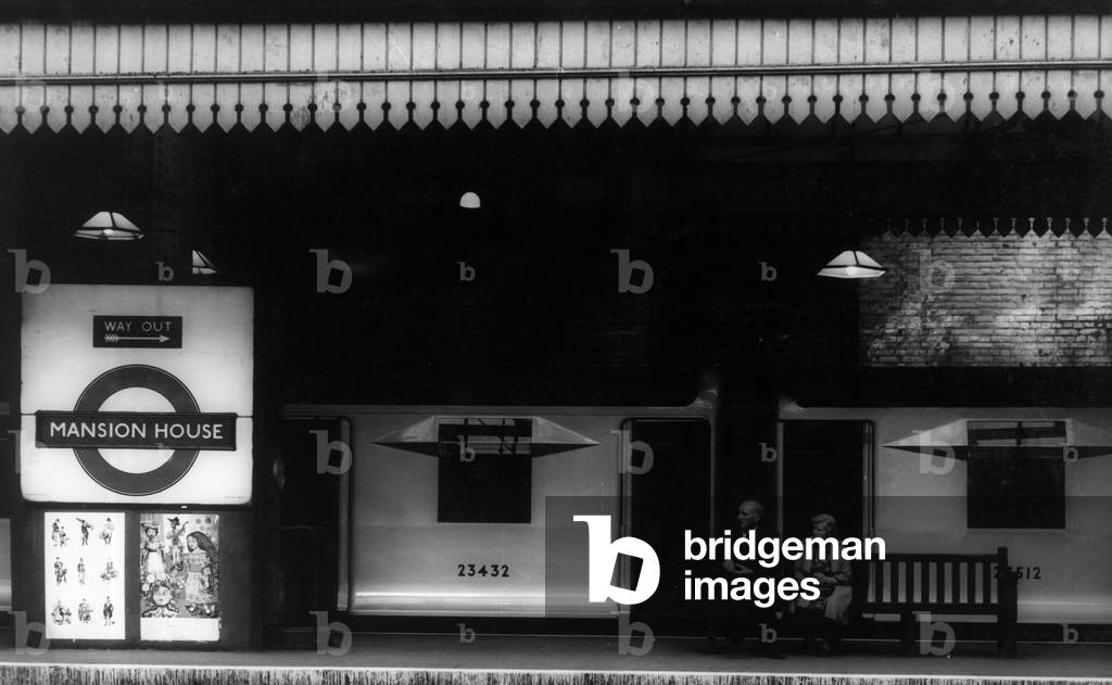 Image of he Mansion House, an underground station in London, 1967 (b/w