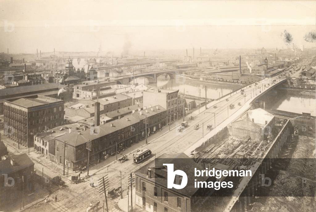 Image of Market Street Bridge and the Schuylkill River, 1900 (b/w photo ...