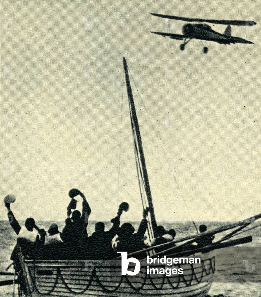 Image of Shipwrecked crew of the torpedoed SS Fanad Head waving to