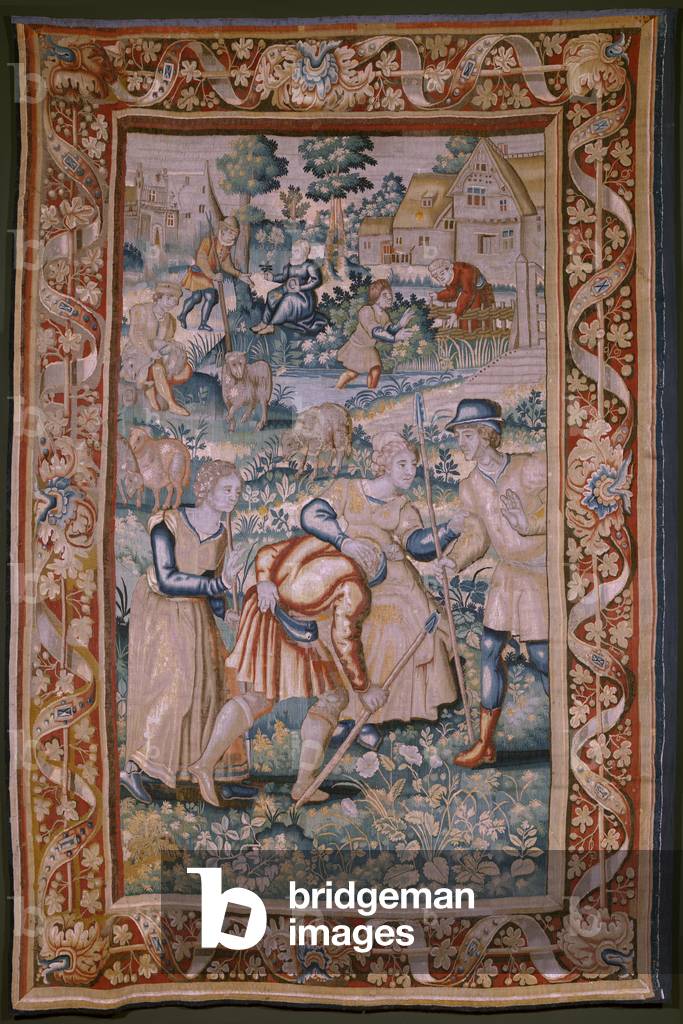 Image of Flemish tapestry. Hand clapping. Atelier of Oudenaarde. 17th ...