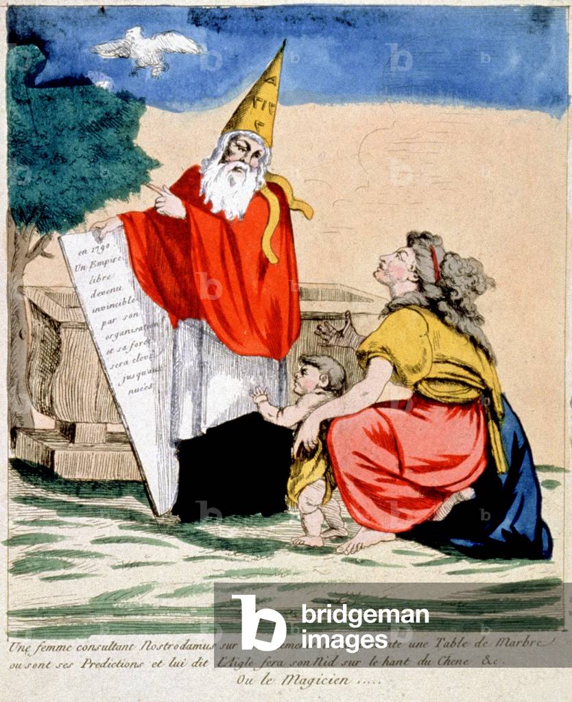 Image of Nostradamus prophesying the French Revolution, engraving 18th ...