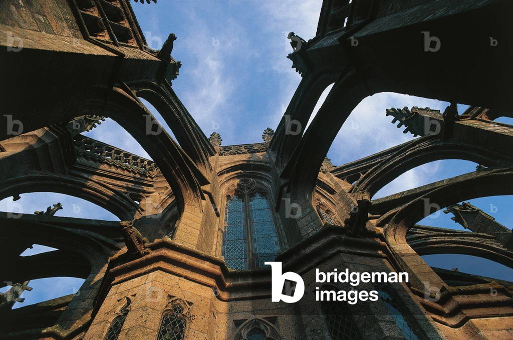 Image of Flying buttresses of abbey church, Le Mont-Saint-Michel ...
