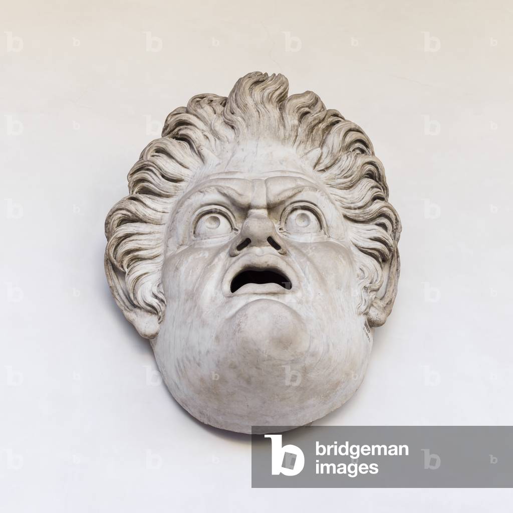 Image of Mask of a satyr, 2nd century AD, white marble, National