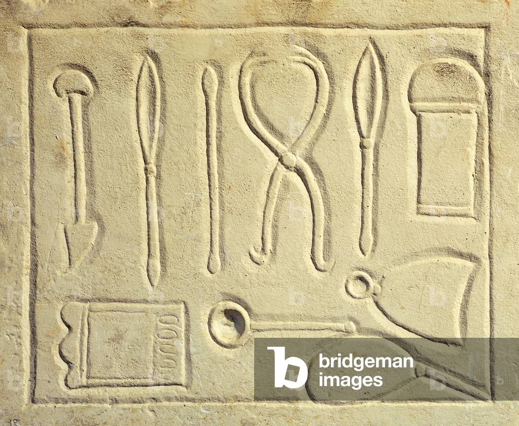 Image of Bas-relief depicting surgical instruments, from Catacomb of ...
