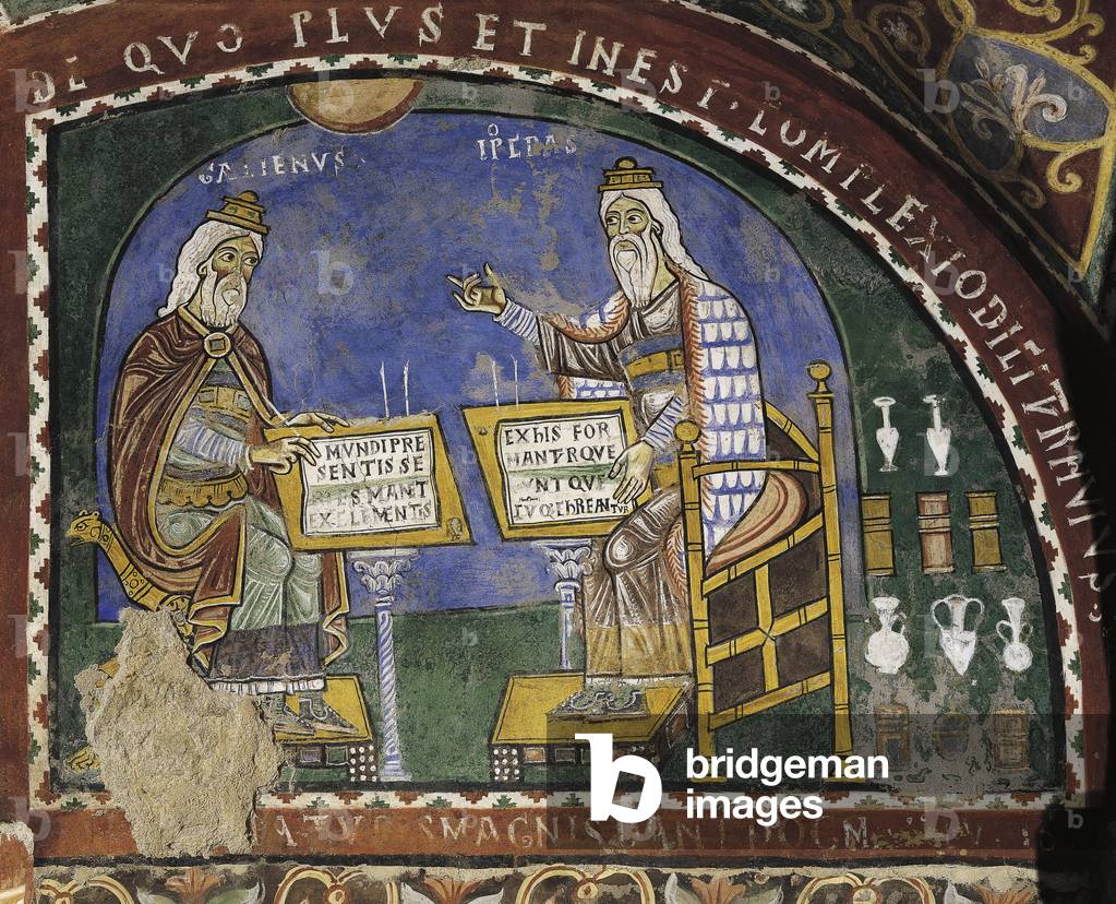 Image of Hippocrates and Galen, fresco, in Crypt of St Mary Cathedral,