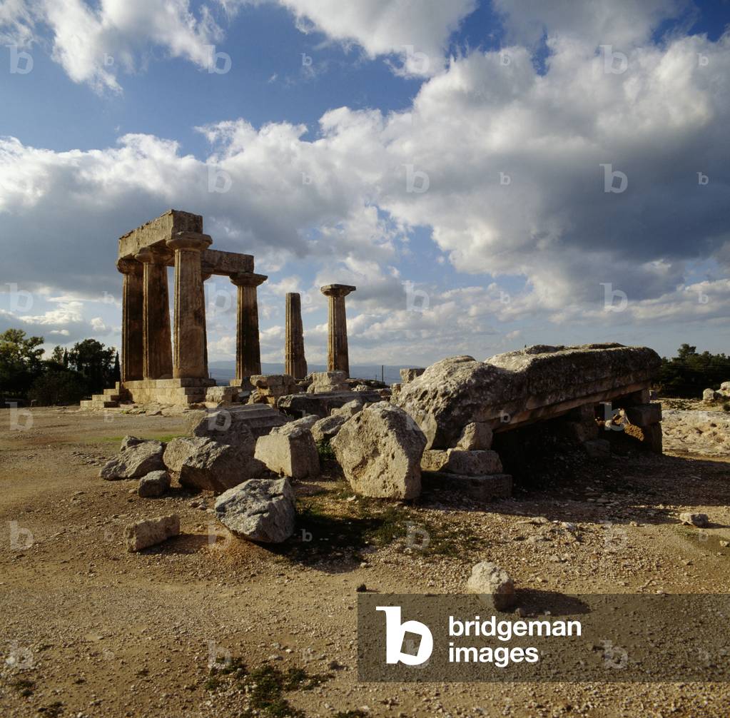 Image of Temple of Apollo, ca 540 BC, ancient city of Corinth,