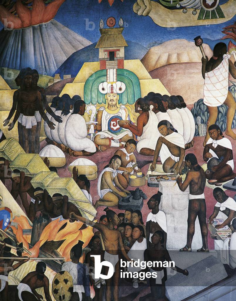 Image of The legend of Quetzalcoatl, 1929, by Diego Rivera (1886-1957), detail by Rivera, Diego ...