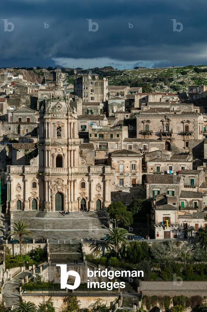 Image of View of the Cathedral of St George, Modica, Ragusa, Sicily,