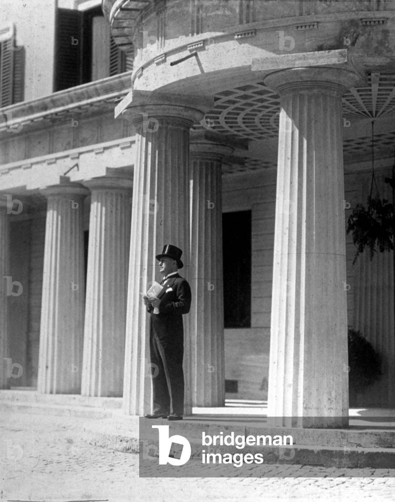 Image of Benito Mussolini in morning suit and top hat photographed at ...