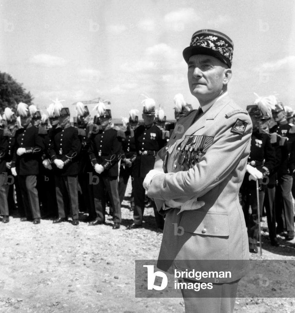 Image of French General Alain De Boissieu at Military Parade at Saint-Cyr