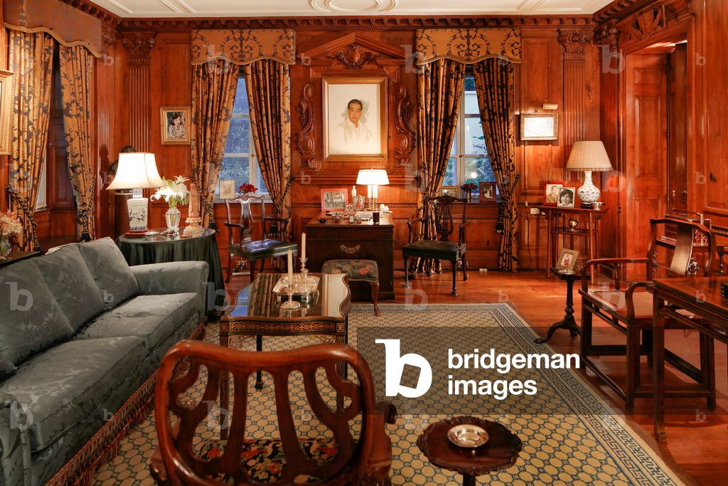 Image of Interior of a room with Georgian style paneling and antique by ...