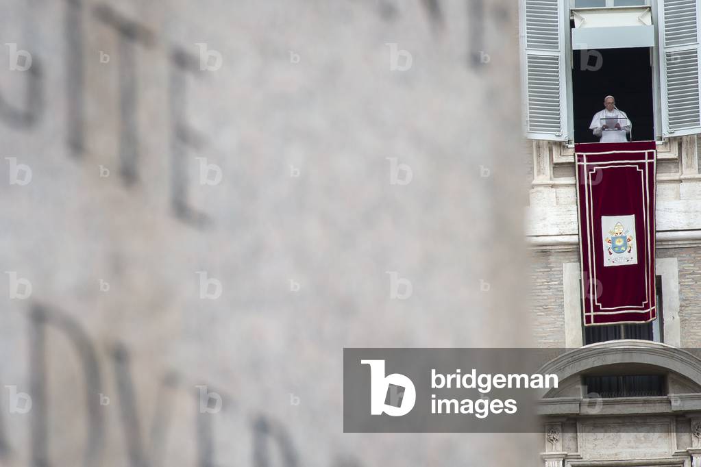 Image of Pope Francis delivers his message from the window of the