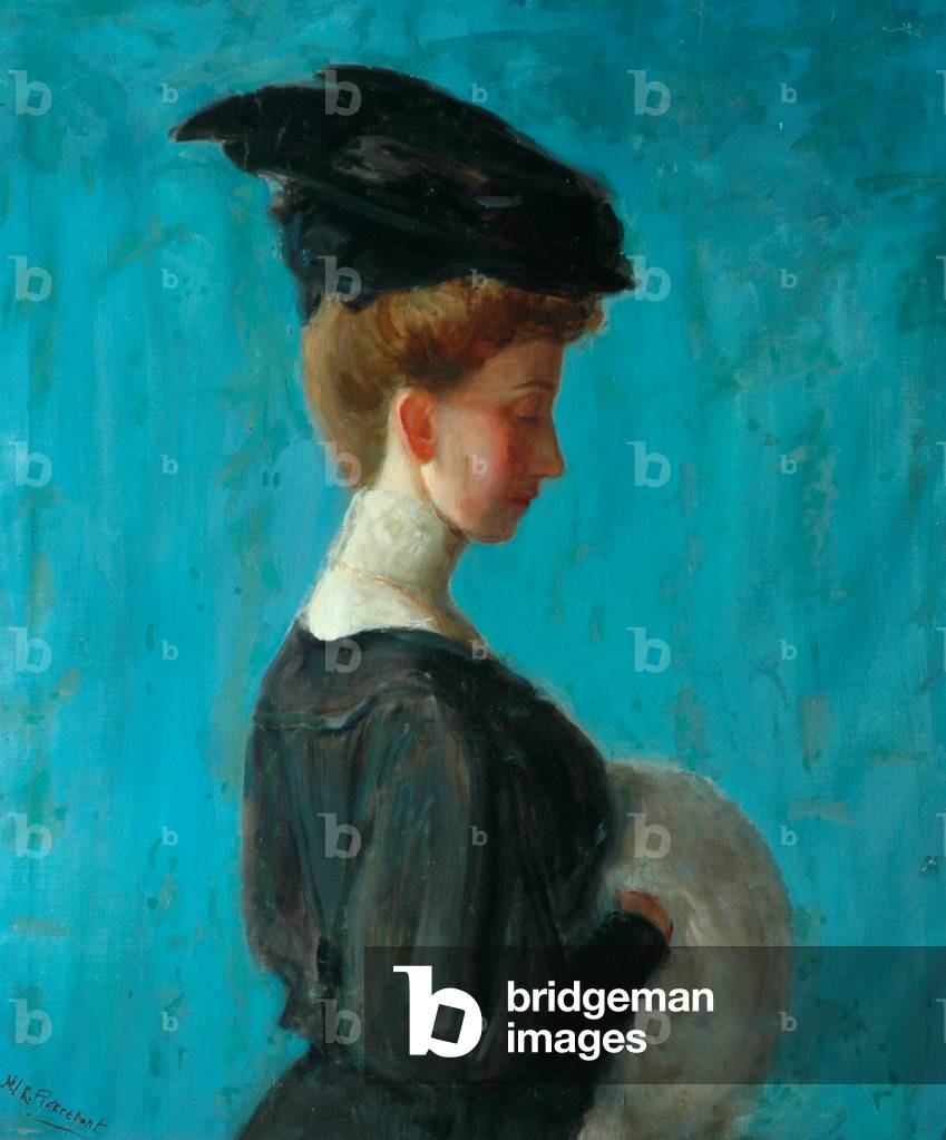 Image of Miss Donald, the Housekeeper at Cliffe Castle (oil on canvas ...